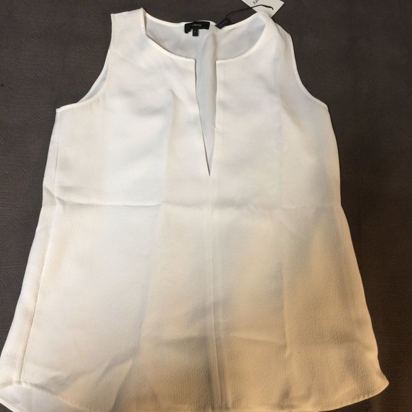 Theory | Tops | Lovely White Theory Slit Blouse With Texture L | Poshmark
